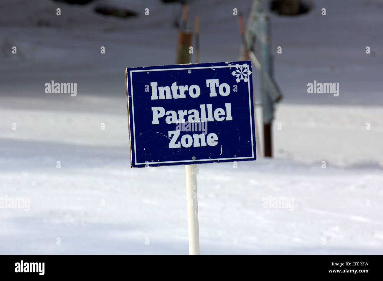 Sign marking the area for introduction to the parallel zone on the ski ...