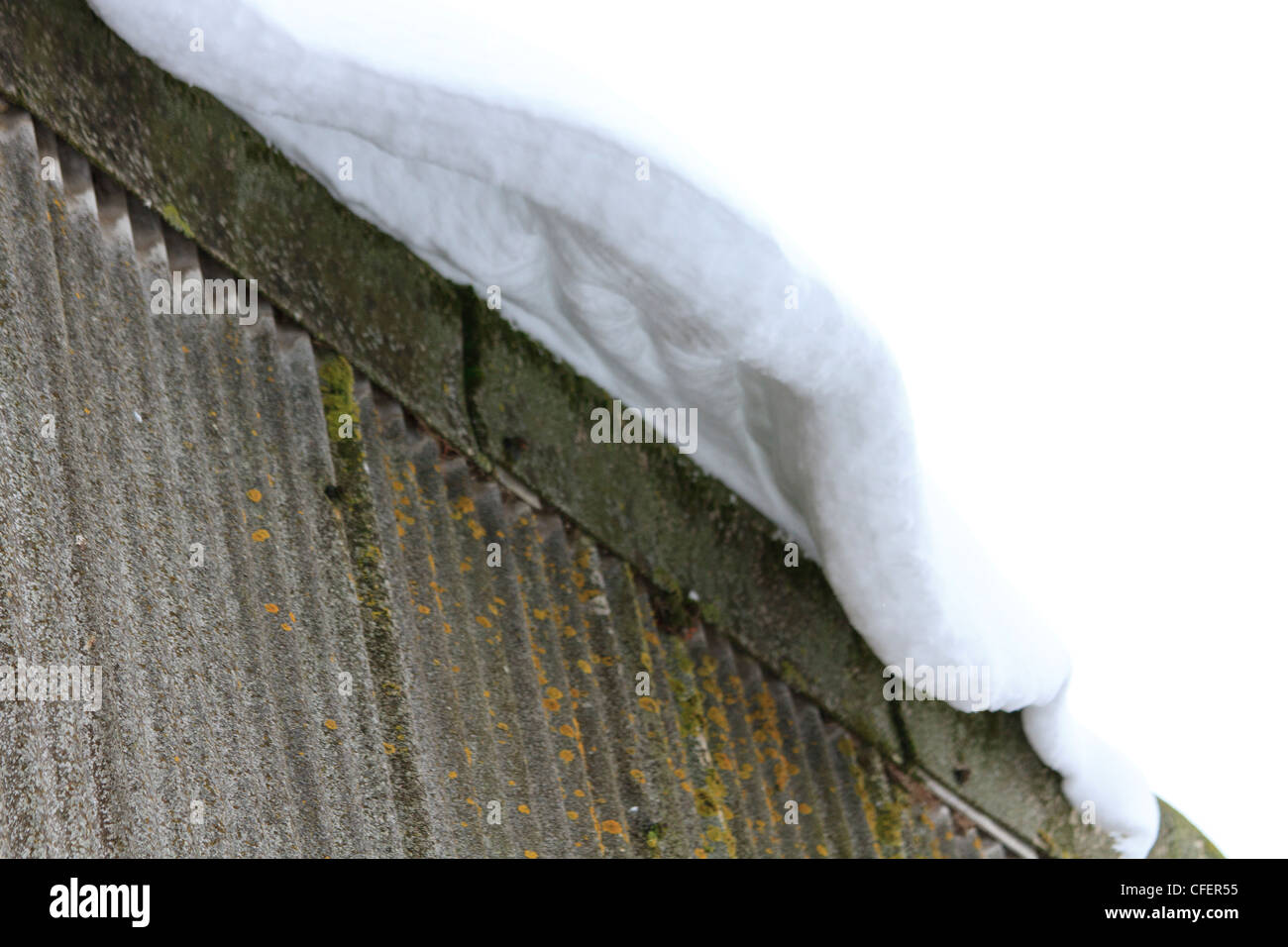 Snow on the roof of a farm building Stock Photo - Alamy