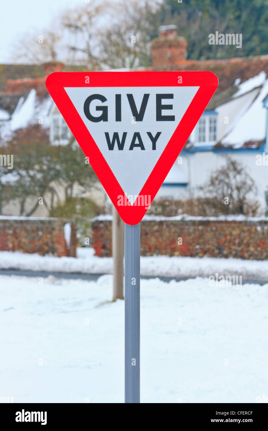 Give way traffic sign, Suffolk, England Stock Photo - Alamy