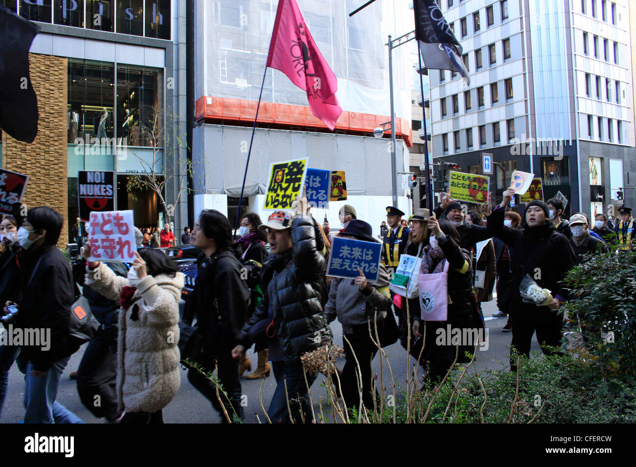 The anti-nuclear power demonstration took place in Tokyo a year later ...