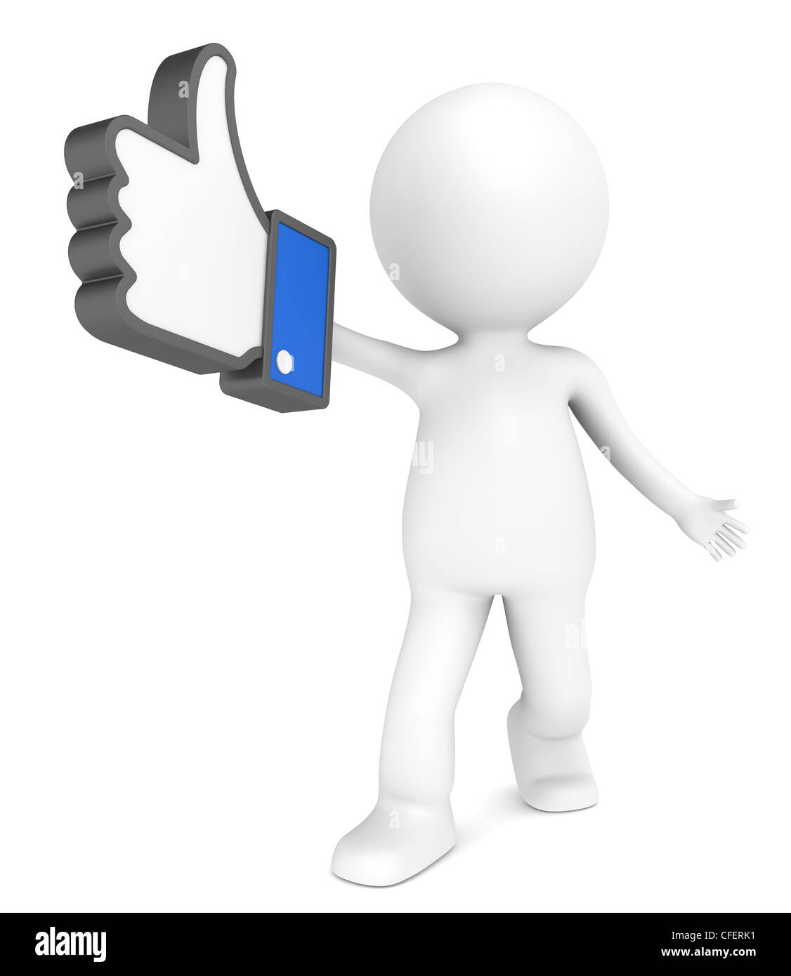 3D little human character with a Big Plastic Glove hand and Thumb ...