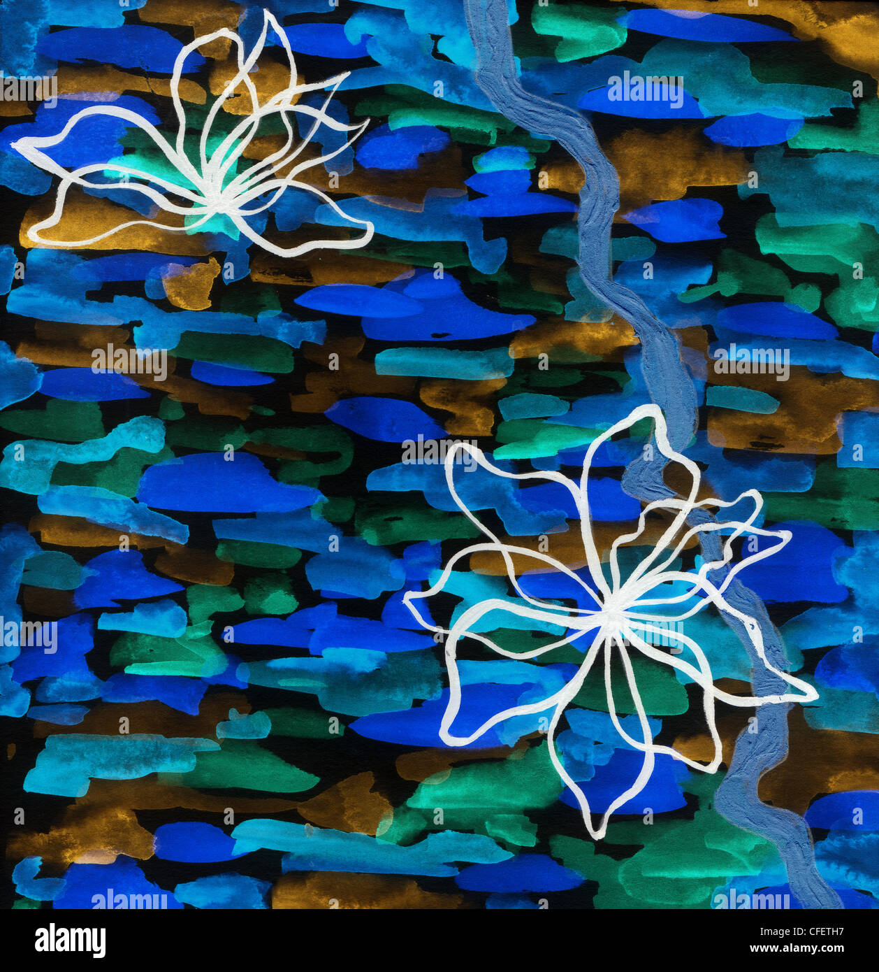 Colourful water color pouring on a paper Stock Photo - Alamy