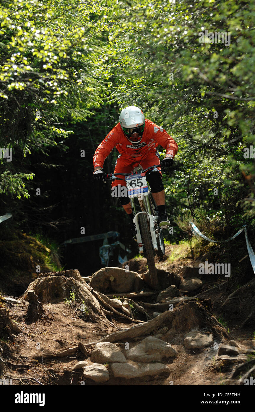 Mountain biker on course during world cup race at nevis range Stock ...