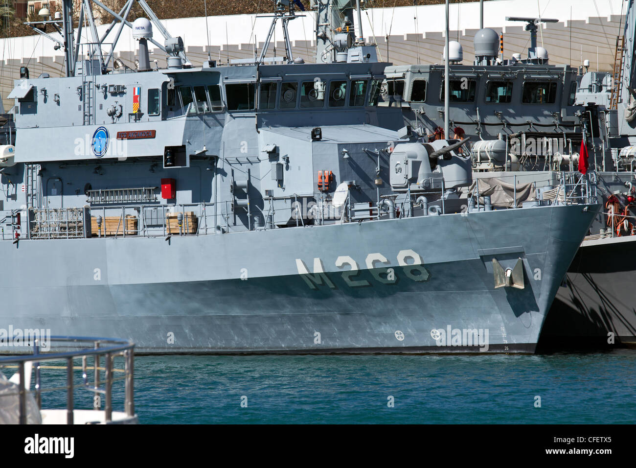 MALAGA, SPAIN - MARCH 4: Turkish navy minesweeper TCG Ak?oca of NATO ...