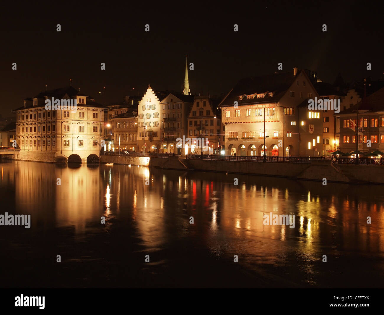 Downtown Zurich at Night Stock Photo - Alamy