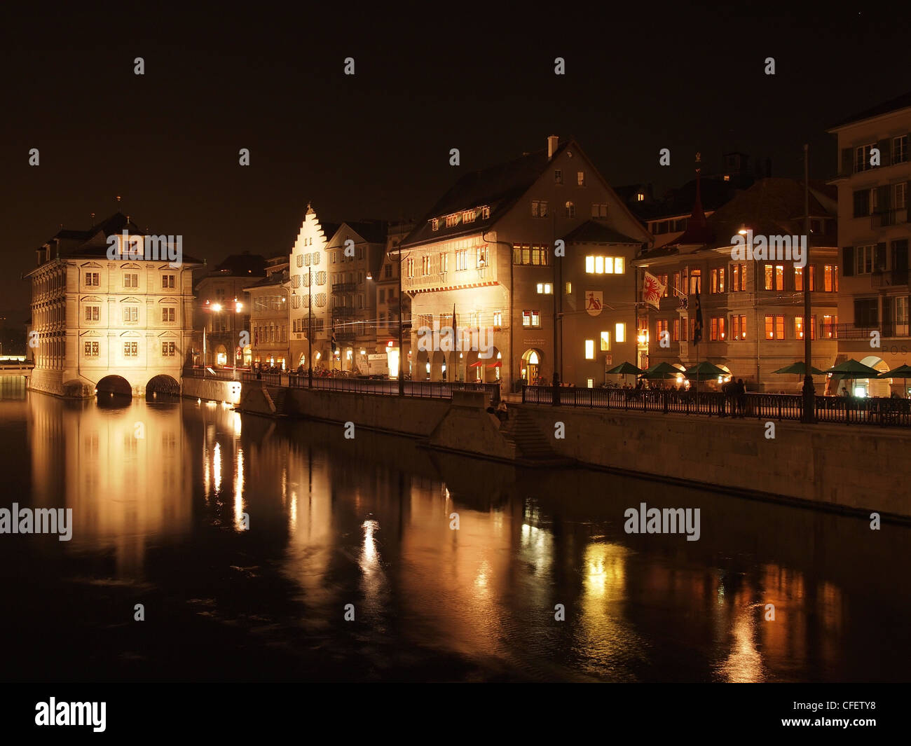 Downtown Zurich at Night Stock Photo - Alamy
