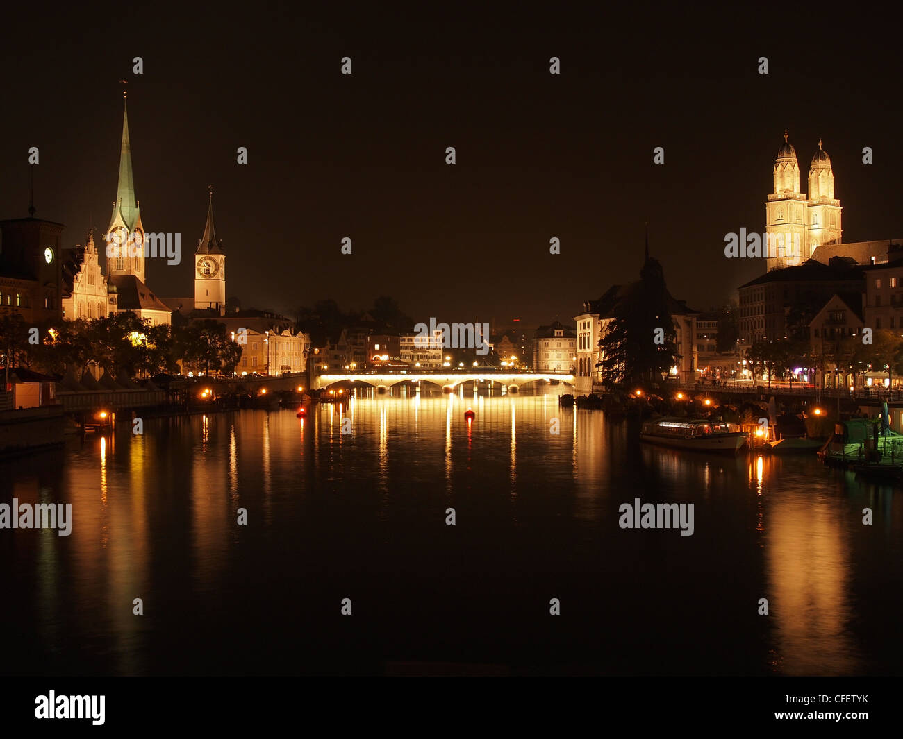 Zurich night churches hi-res stock photography and images - Alamy