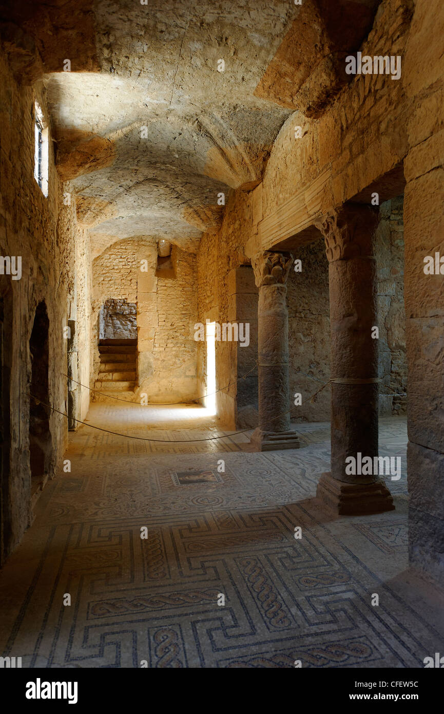 Bulla Regia. Tunisia. View of the basement columned hallway at the ...
