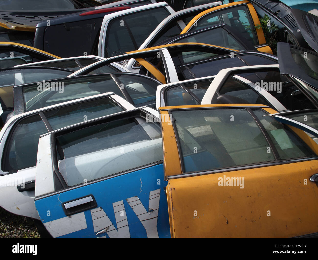 Discarded police car and taxi doors, Brooklyn, New York Stock Photo - Alamy