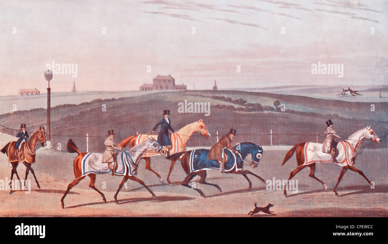 Training - training race horses circa 1850 Stock Photo - Alamy