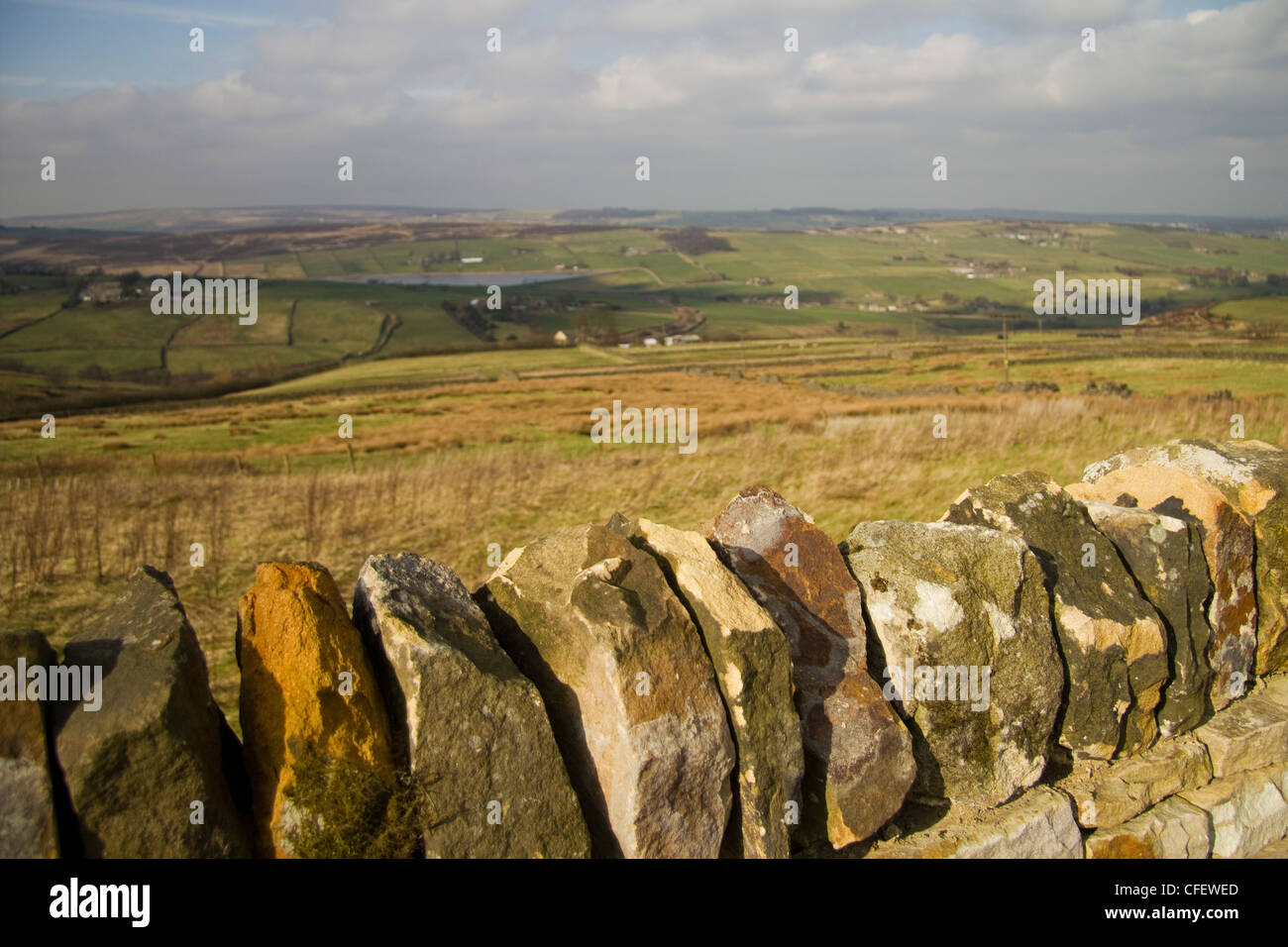 Stone wall in West Yorkshire moors, England Stock Photo - Alamy