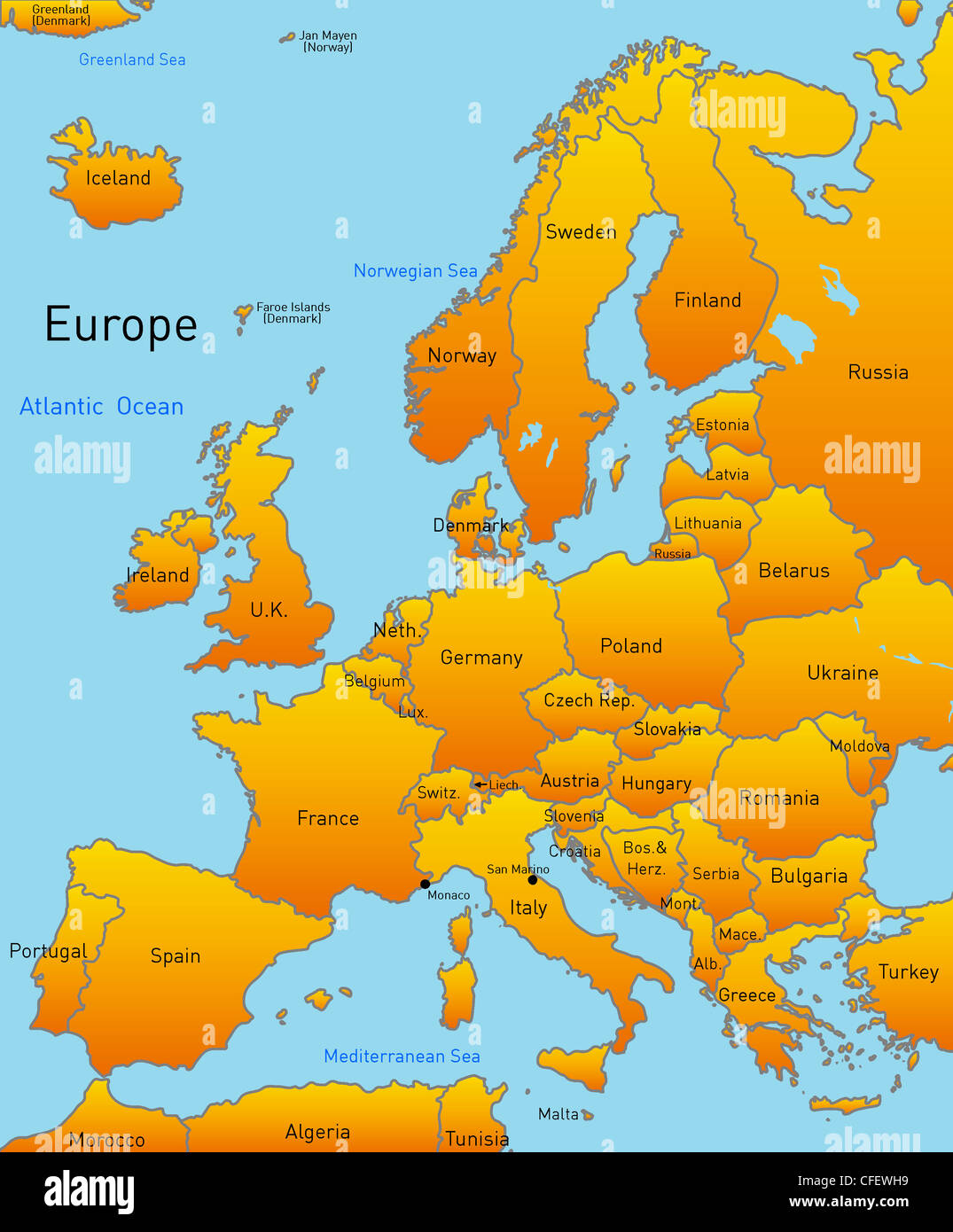 Abstract map of europe continent Stock Photo - Alamy