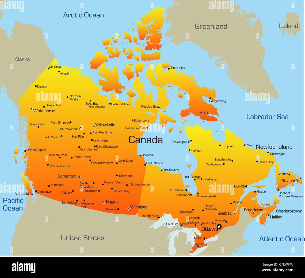 Abstract vector color map of Canada country Stock Photo - Alamy