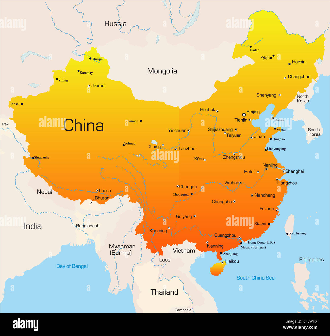 Abstract vector color map of China country Stock Photo - Alamy