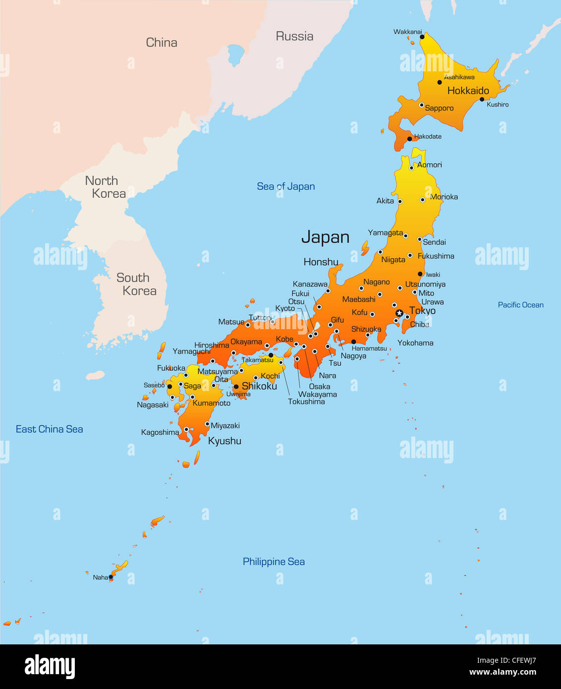 Abstract vector color map of Japan country Stock Photo - Alamy