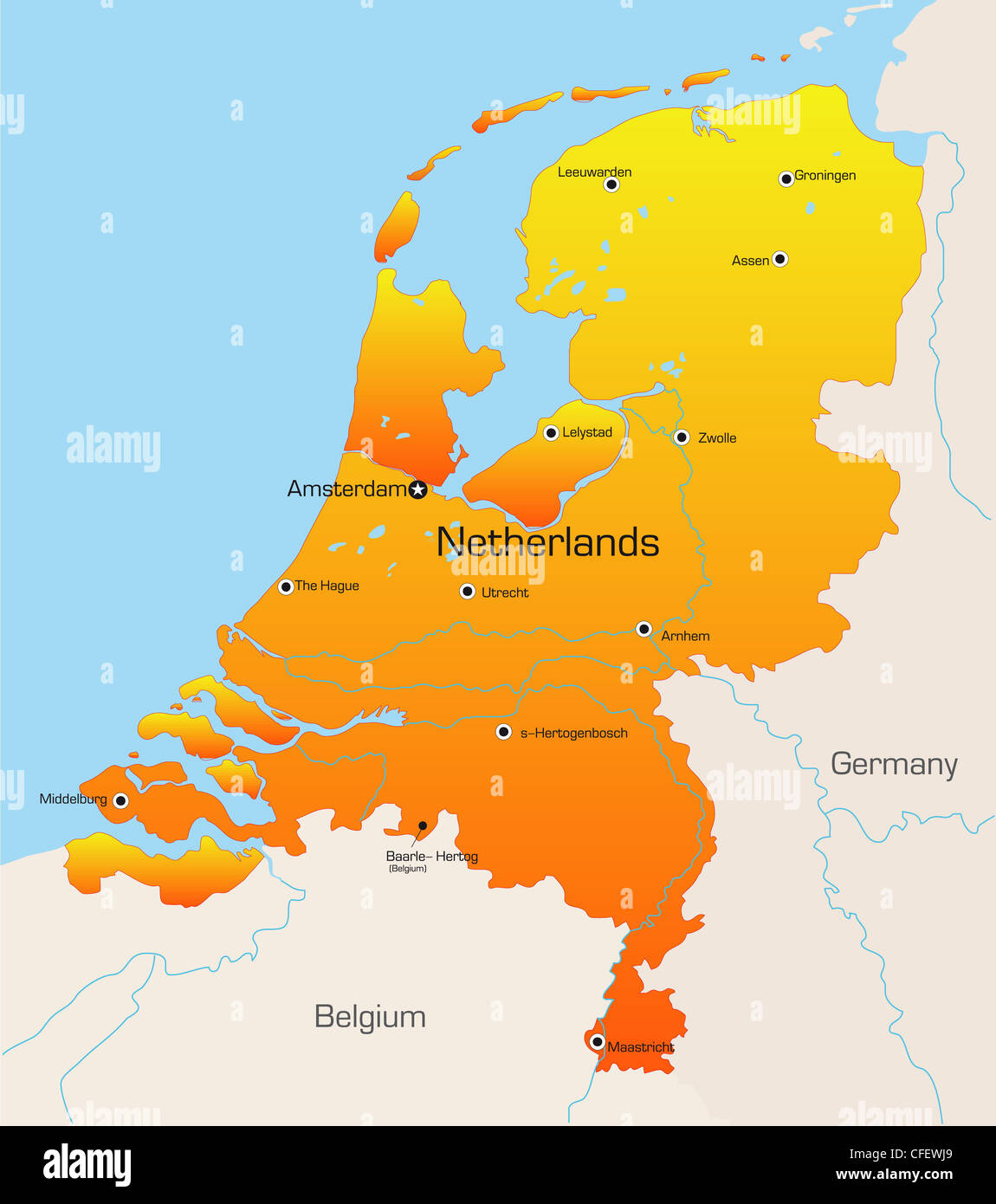 Abstract vector color map of Netherlands country Stock Photo - Alamy