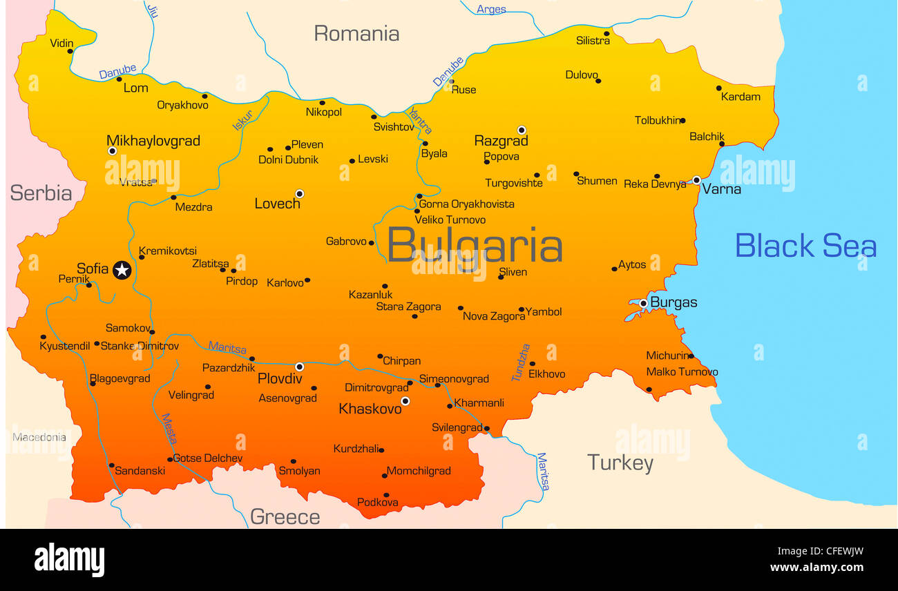 Abstract vector color map of Bulgaria country Stock Photo - Alamy