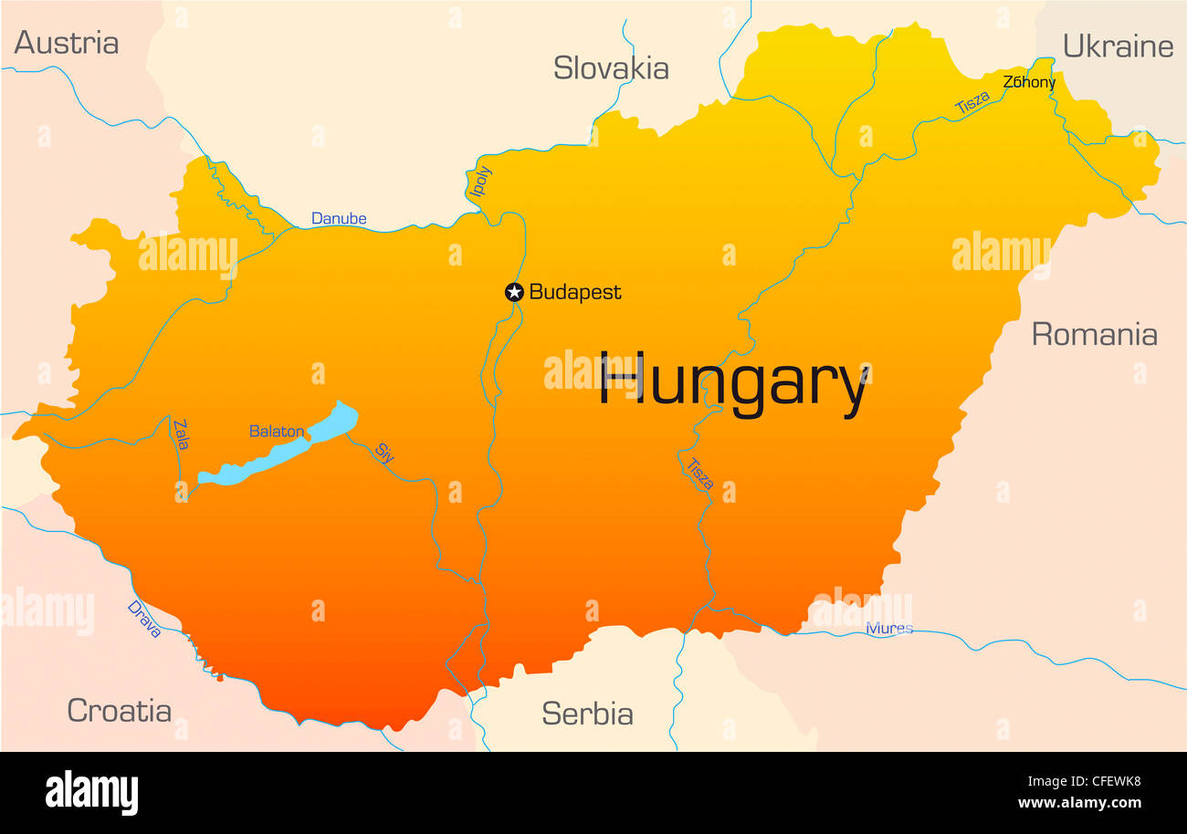Abstract vector color map of Hungary country Stock Photo - Alamy