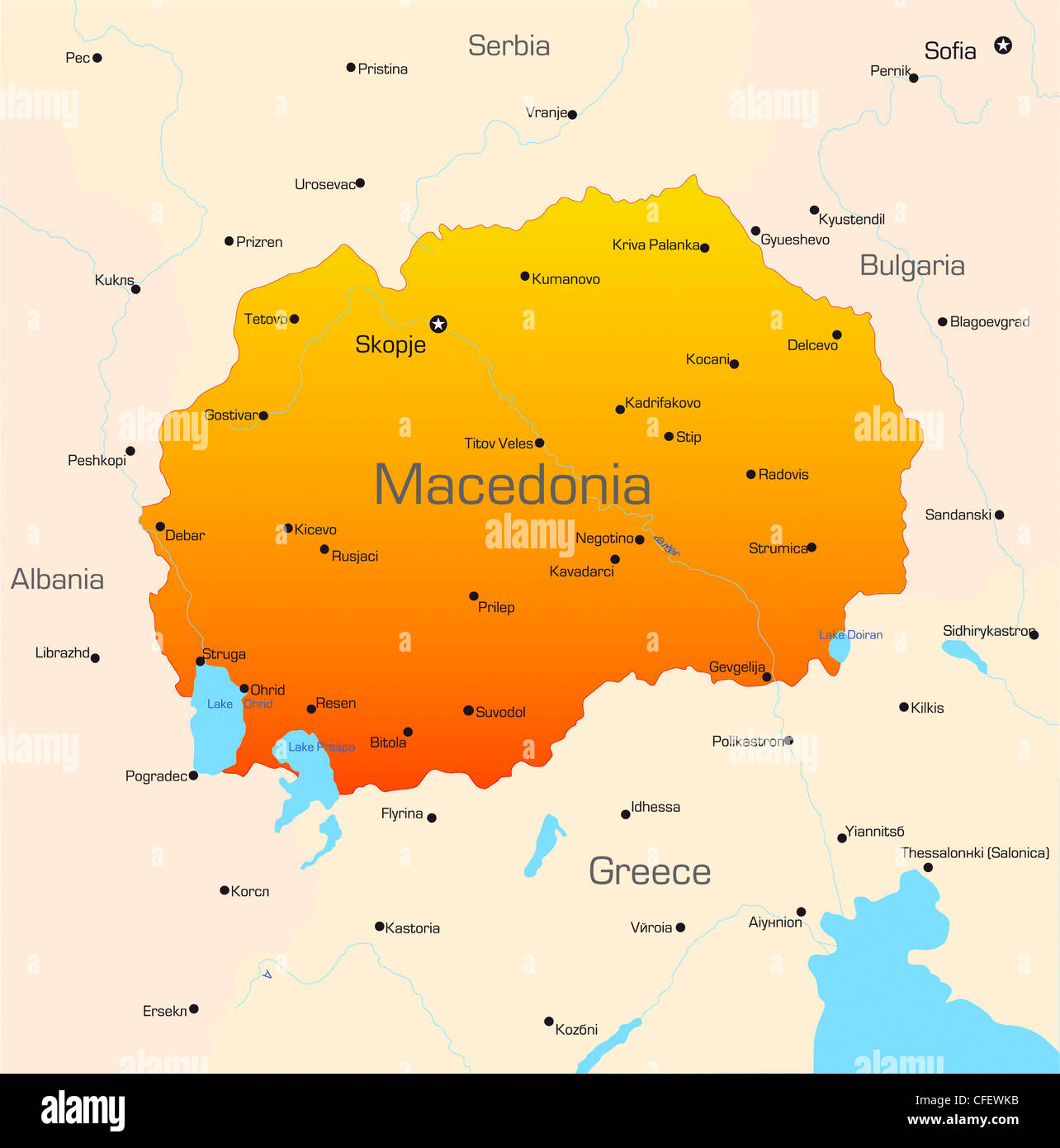 Abstract vector color map of Macedonia country Stock Photo - Alamy