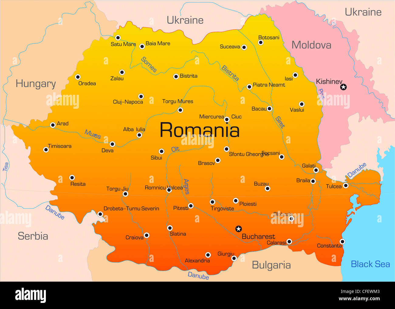 Abstract vector color map of Romania country Stock Photo - Alamy