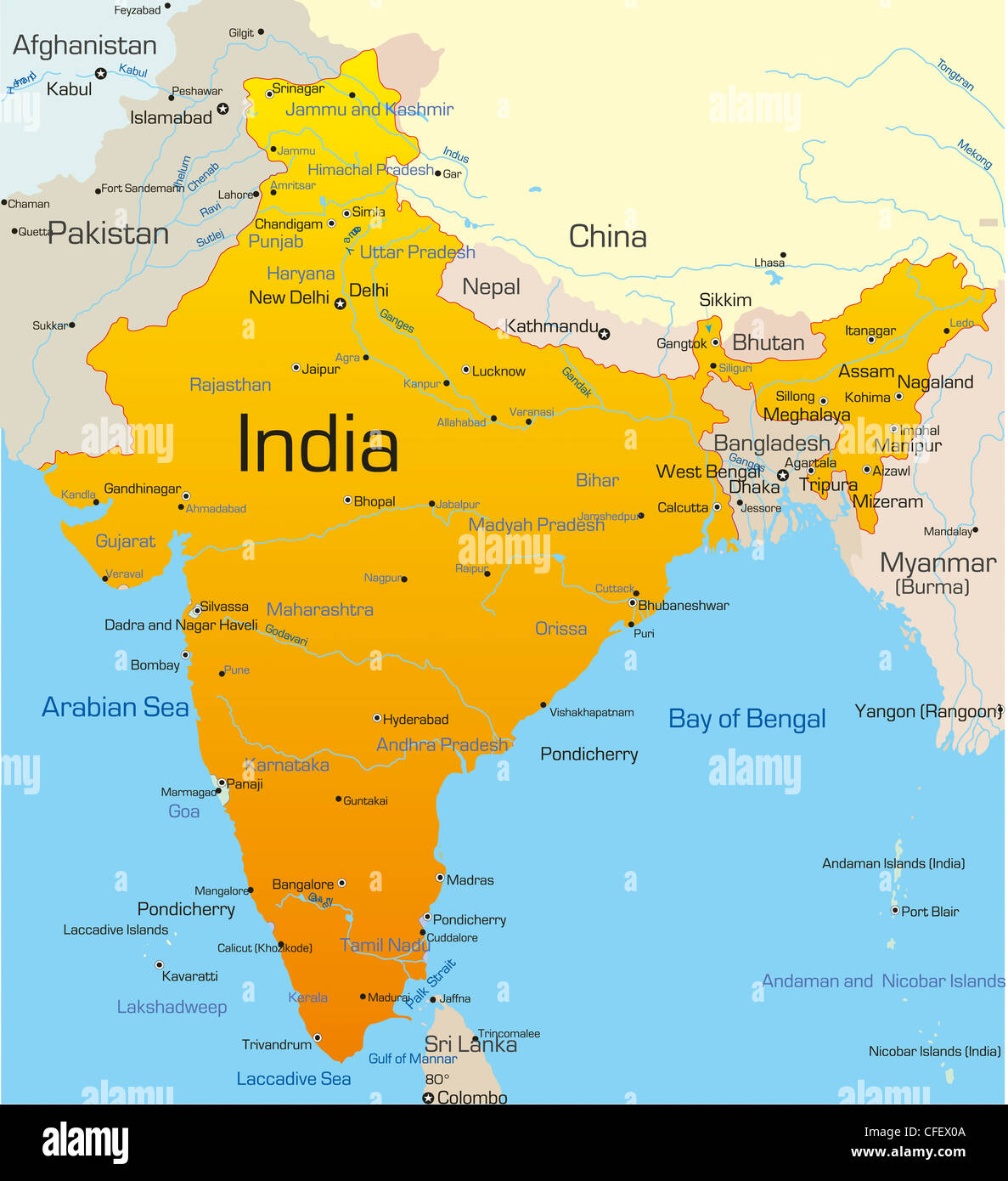 Vector map of India country Stock Photo - Alamy Vector map of India country Stock Photo - Alamy