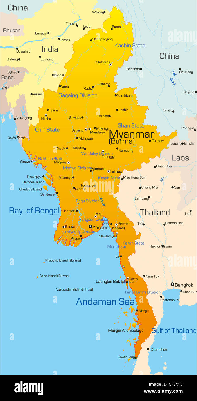 Vector map of Myanmar country Stock Photo - Alamy