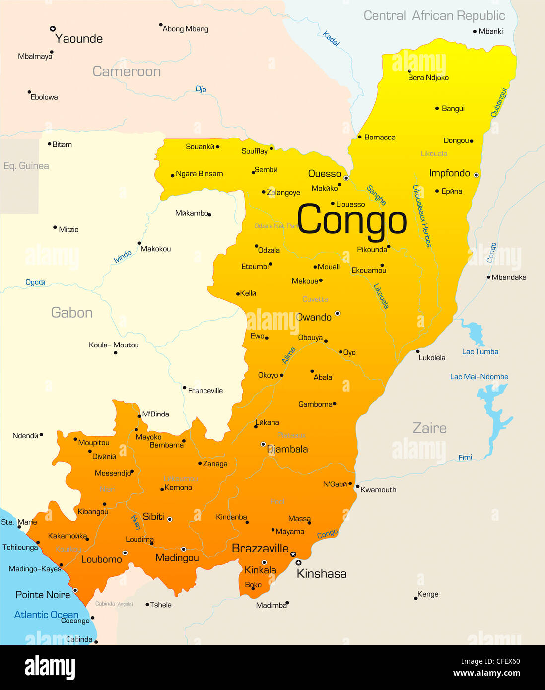 Abstract vector color map of Congo country Stock Photo - Alamy