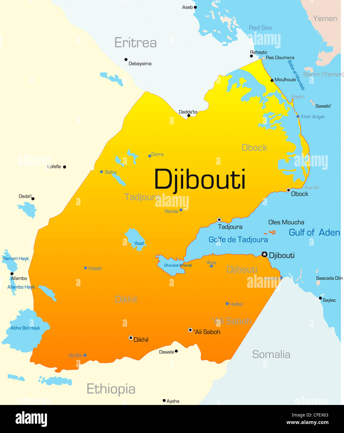 Abstract vector color map of Djibouti country Stock Photo - Alamy