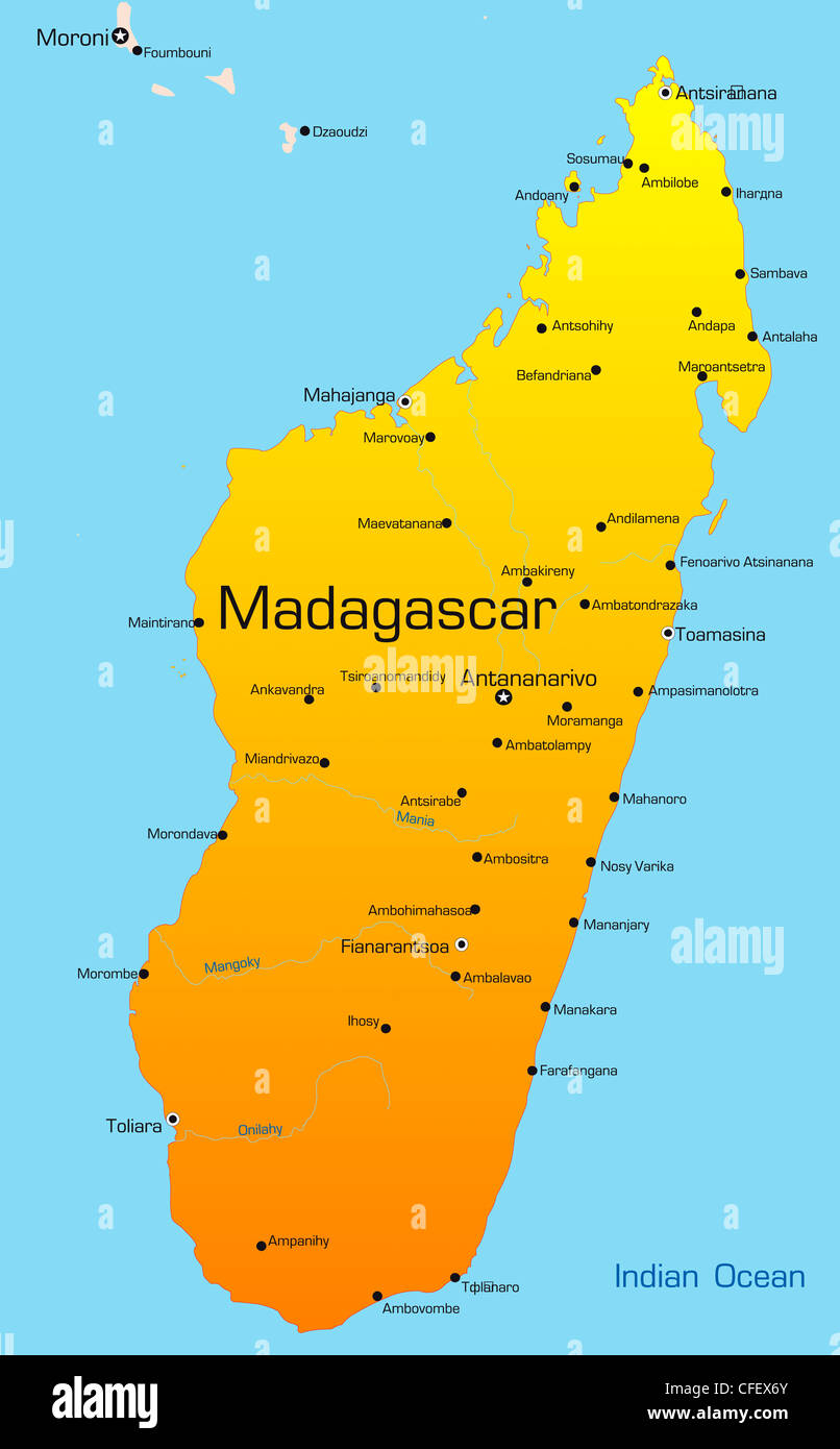 Abstract vector color map of Madagascar country Stock Photo - Alamy