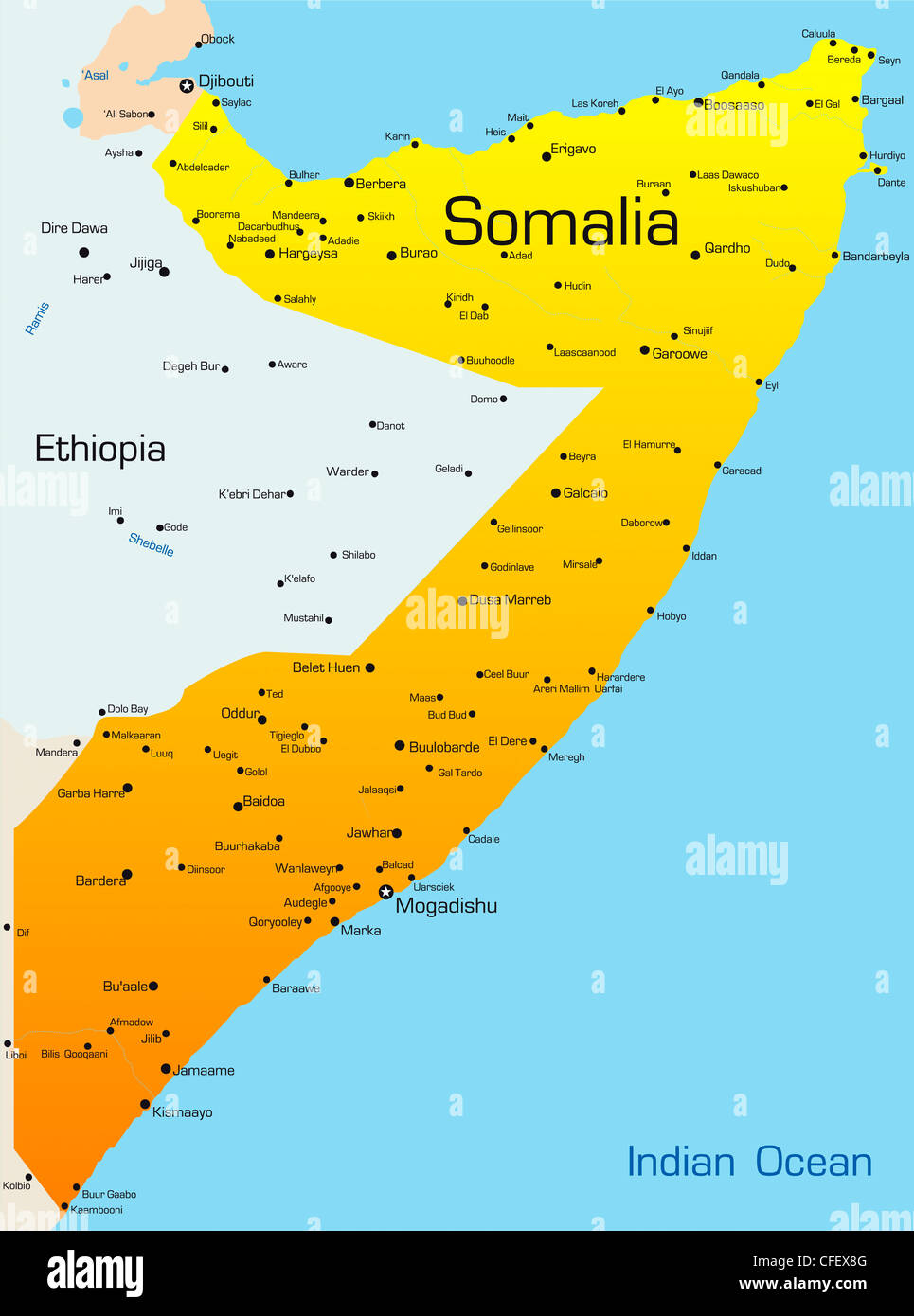 Abstract vector color map of Somalia Stock Photo - Alamy
