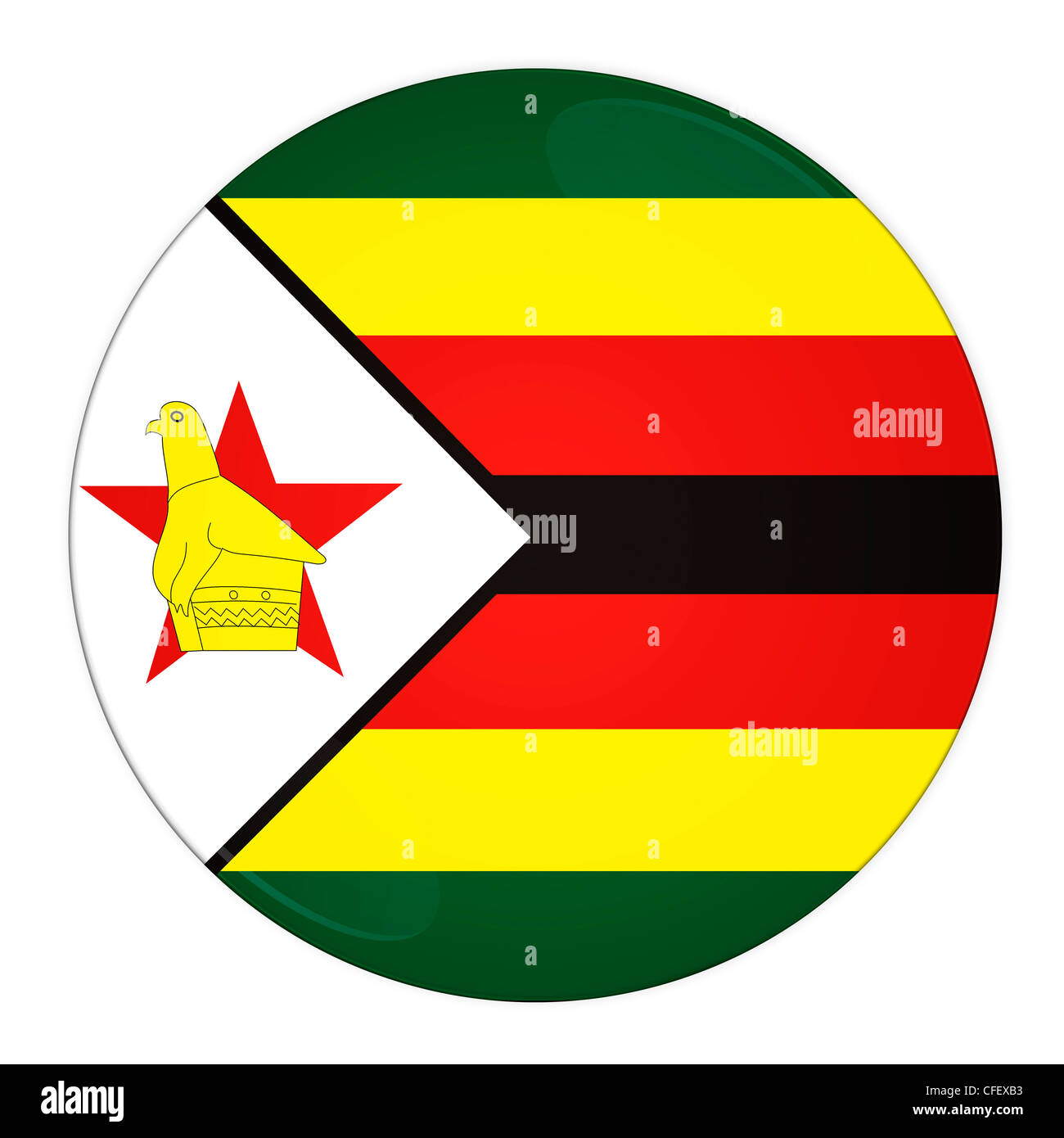 Abstract illustration: button with flag from Zimbabwe country Stock ...