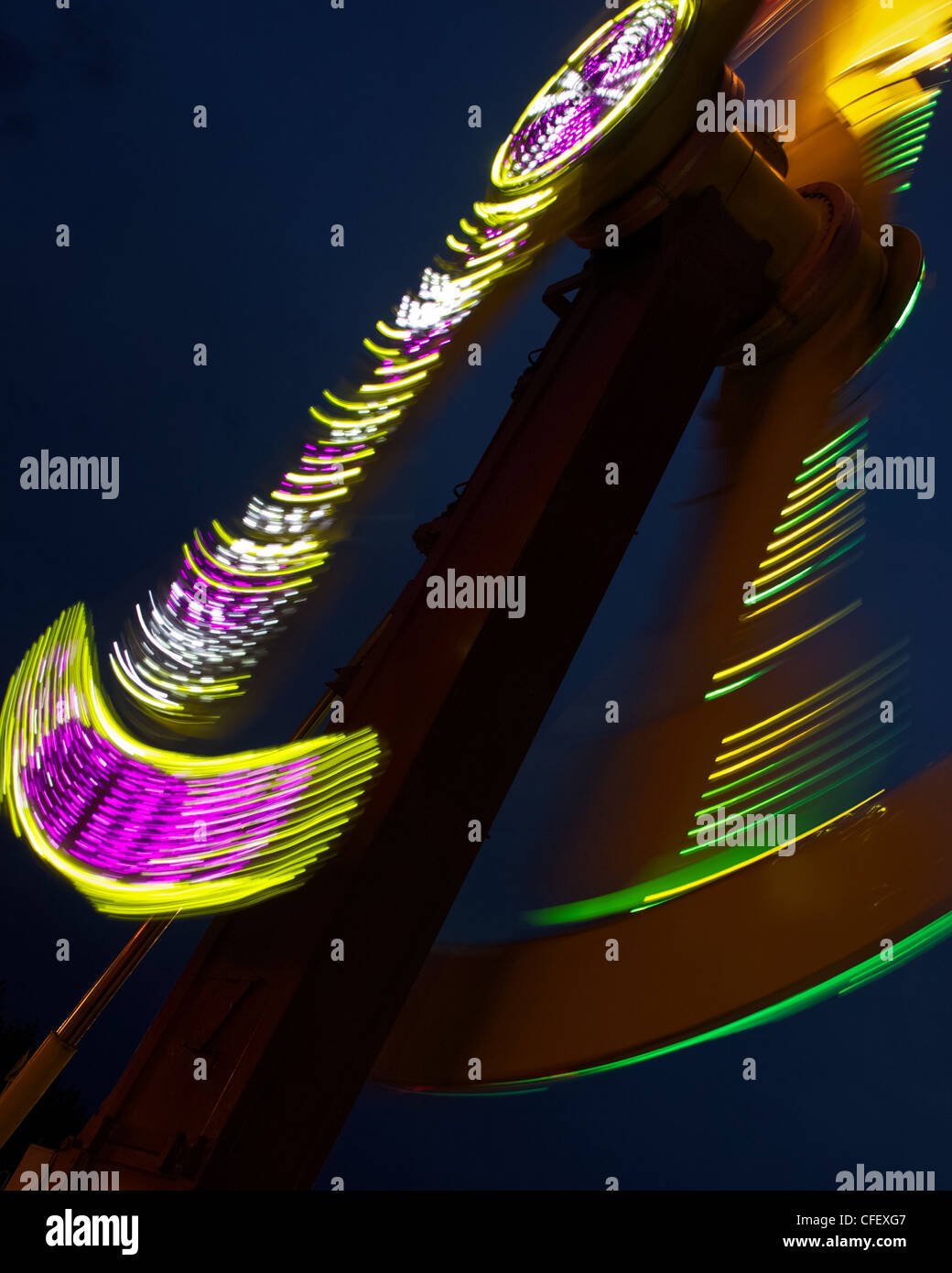 Thrill Ride at Night Stock Photo - Alamy