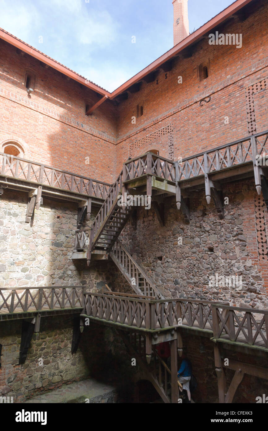 Traku salos pilis, Trakai Island Castle, on the island of Lake Galve ...