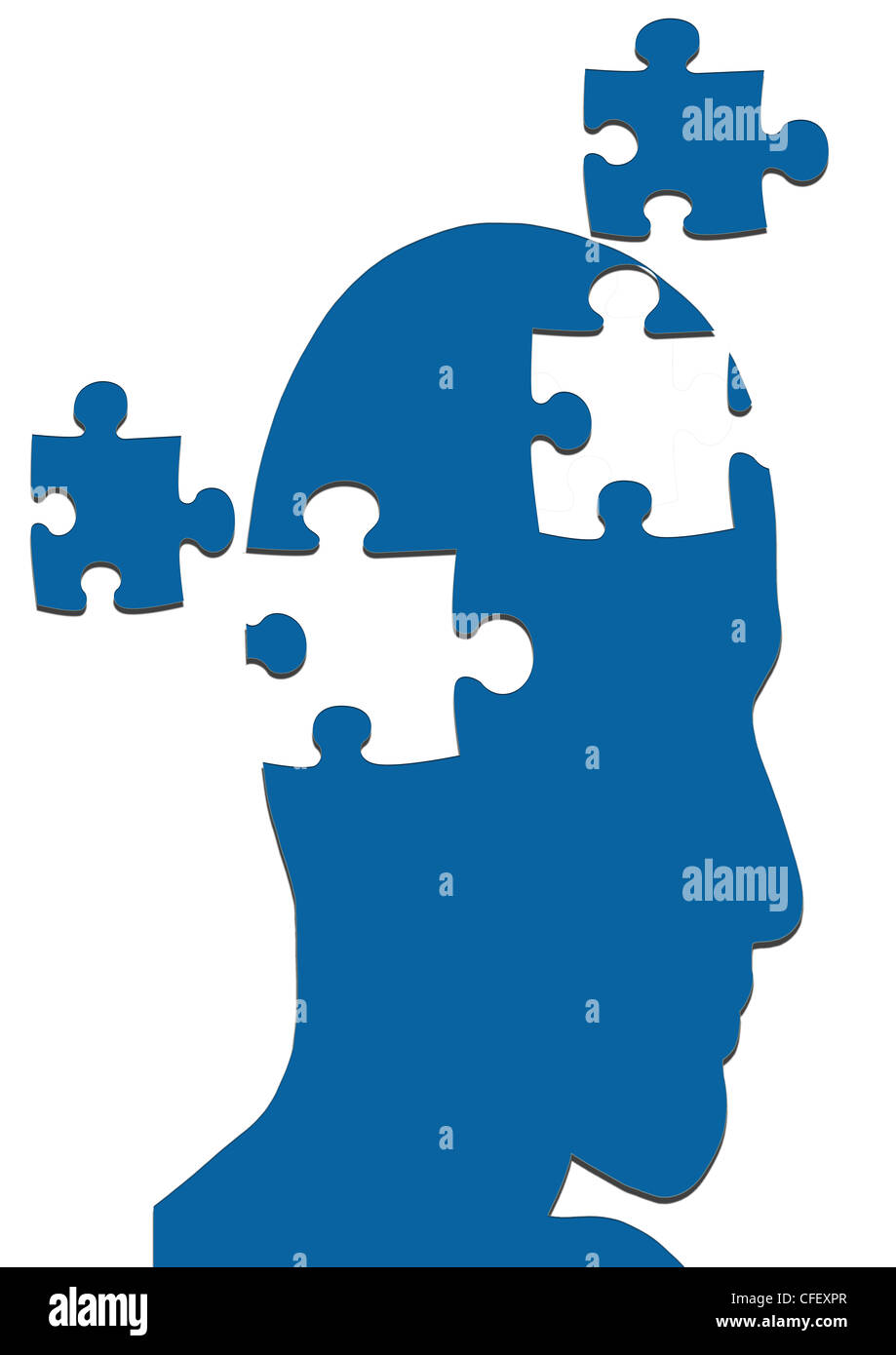 illustration of man's mind with jigsaw puzzle on white background Stock ...