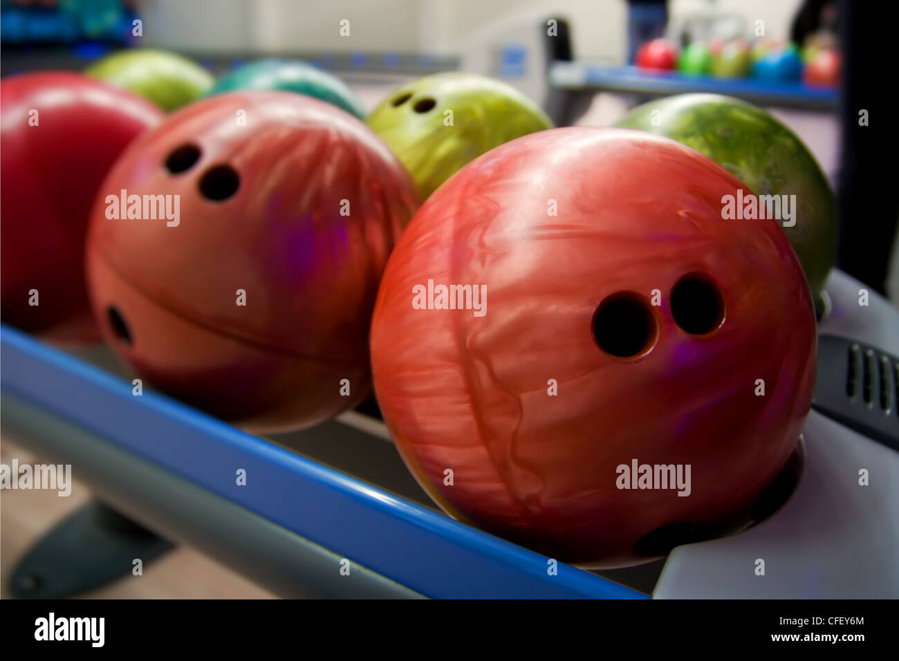 Bowling balls in rack hi-res stock photography and images - Alamy