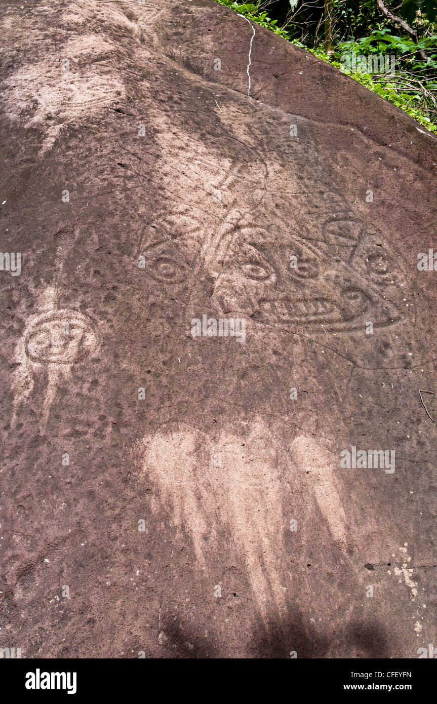 Petrogylph Rock in Layou Petroglyph Park, St. Vincent, St. Vincent and ...