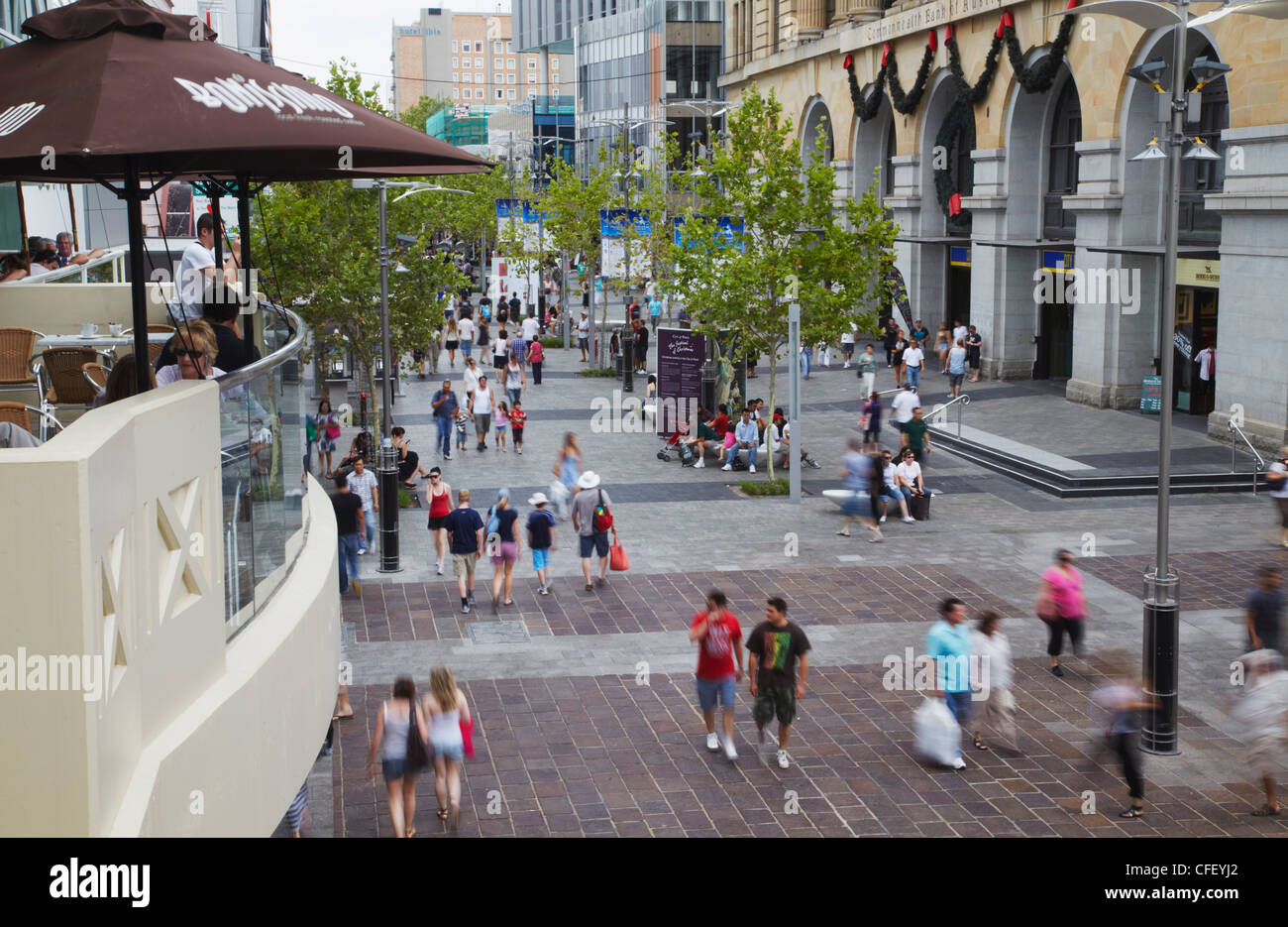 People walking along Murray Street Mall, Perth, Western Australia ...