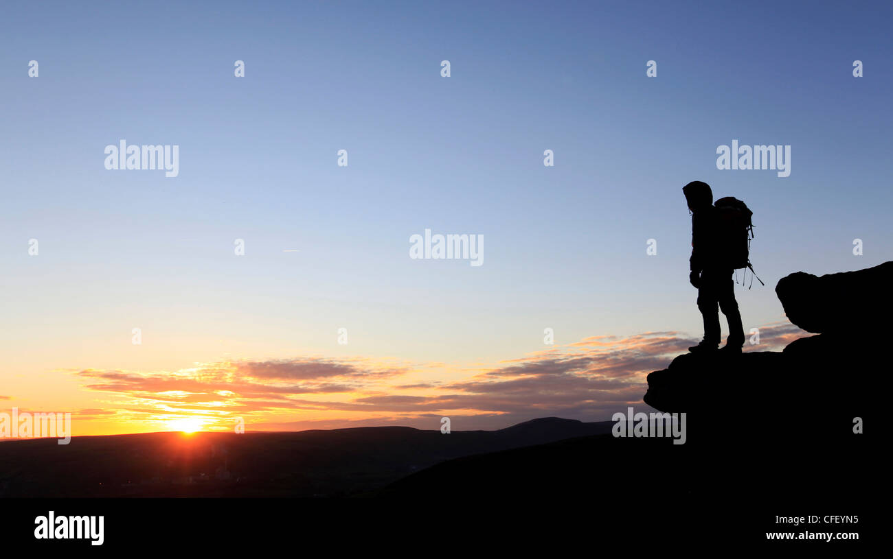 Hiker sunset on bamford edge hi-res stock photography and images - Alamy