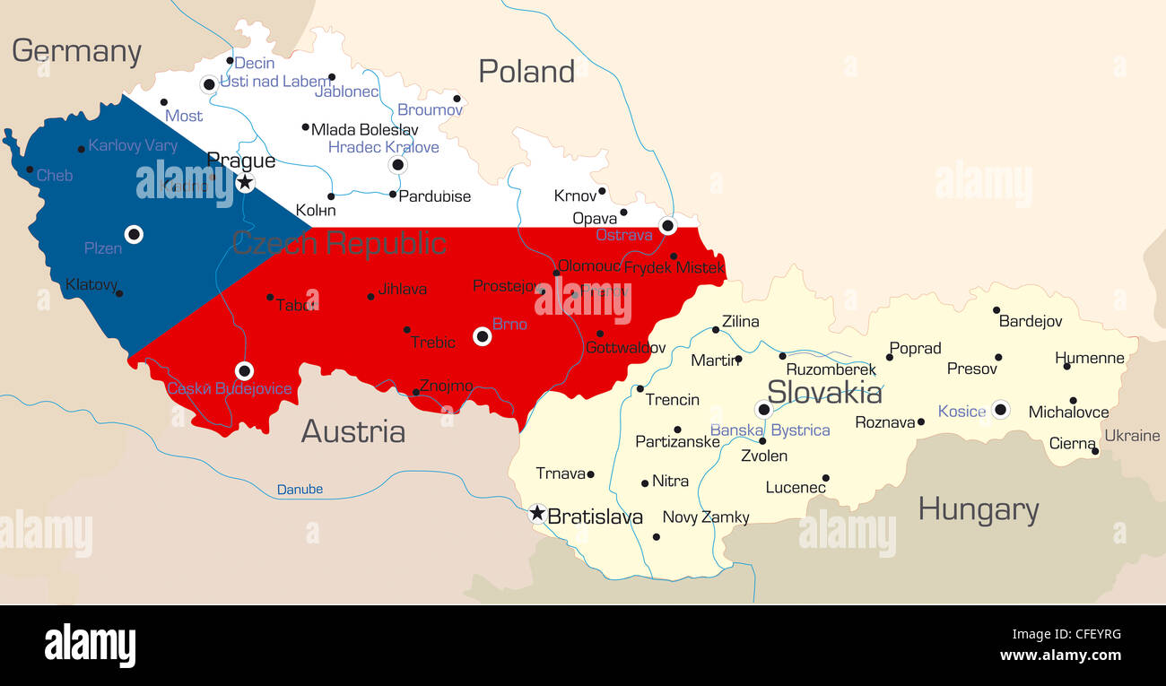 Abstract vector color map of Czech Republic country coloured by ...