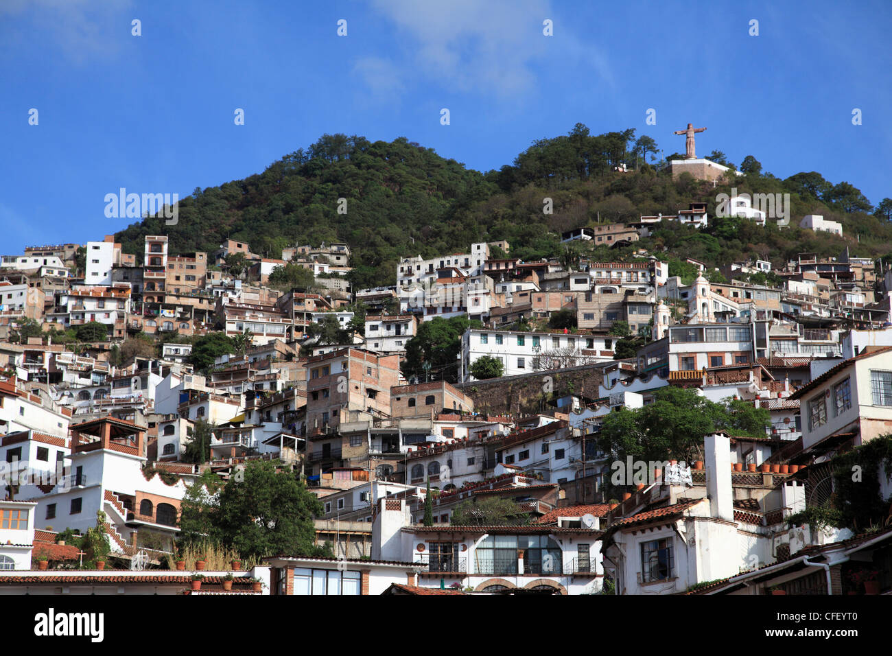 Christ Statue, Taxco, colonial town well known for its silver markets ...