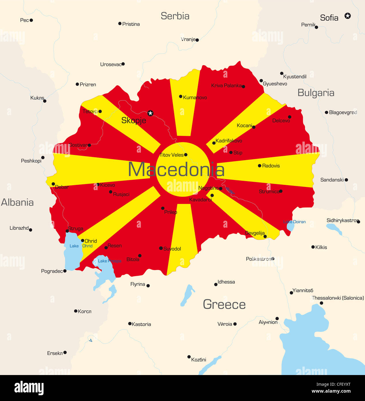 Abstract vector color map of Macedonia country coloured by national ...