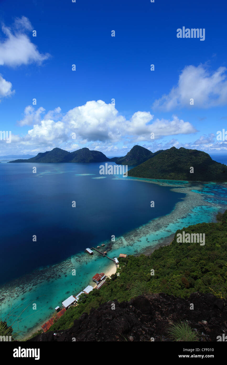 At the top of the Bohey Dulang in Semporna, Sabah which displays ...