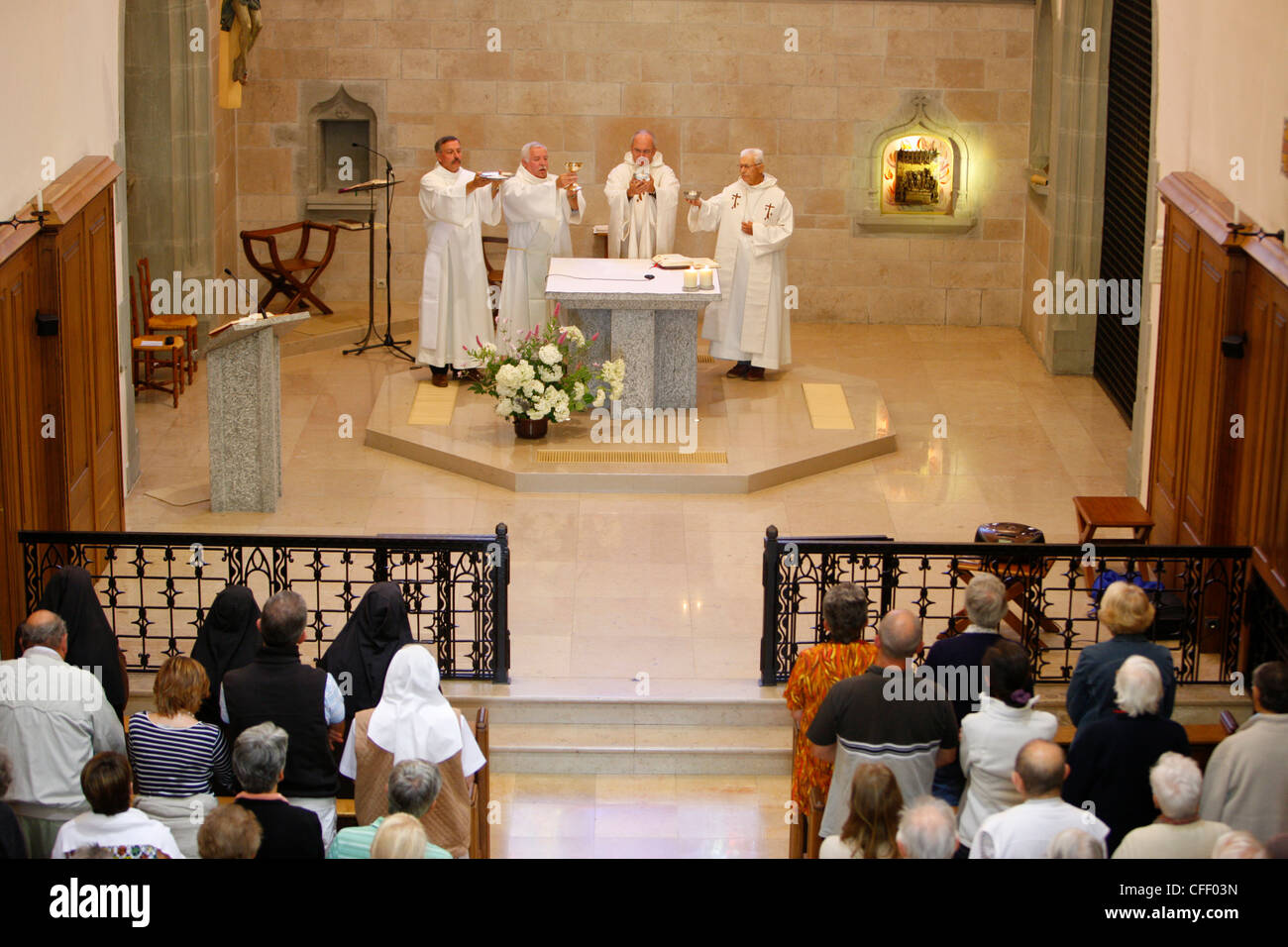 Mass in Carmel du Reposoir monastery, Le Reposoir, Haute-Savoie, France ...