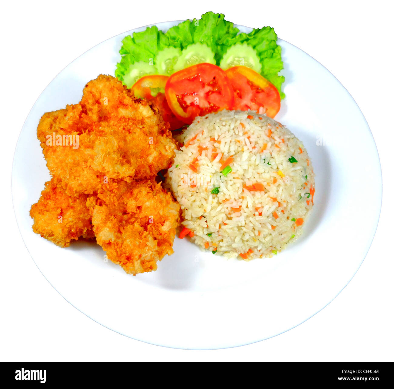 Stir-Fried Rice with Deep-fried chicken Stock Photo - Alamy