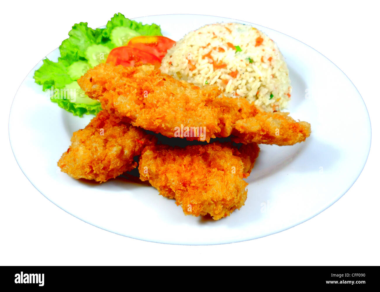 Stir-Fried Rice with Deep-fried chicken Stock Photo - Alamy