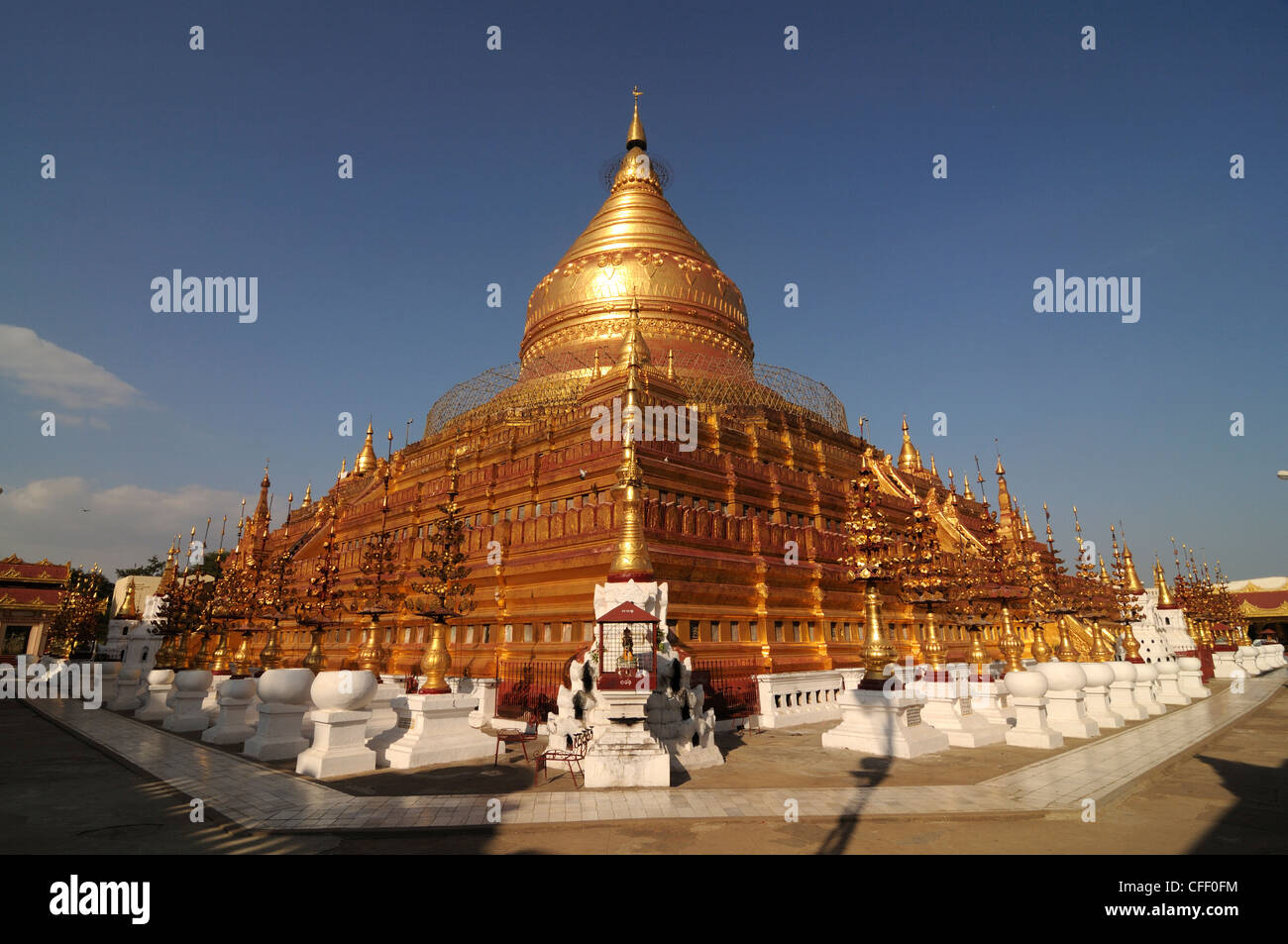 Golden temple, Shwe Zigon, near Bagan, Myanmar, Asia Stock Photo - Alamy