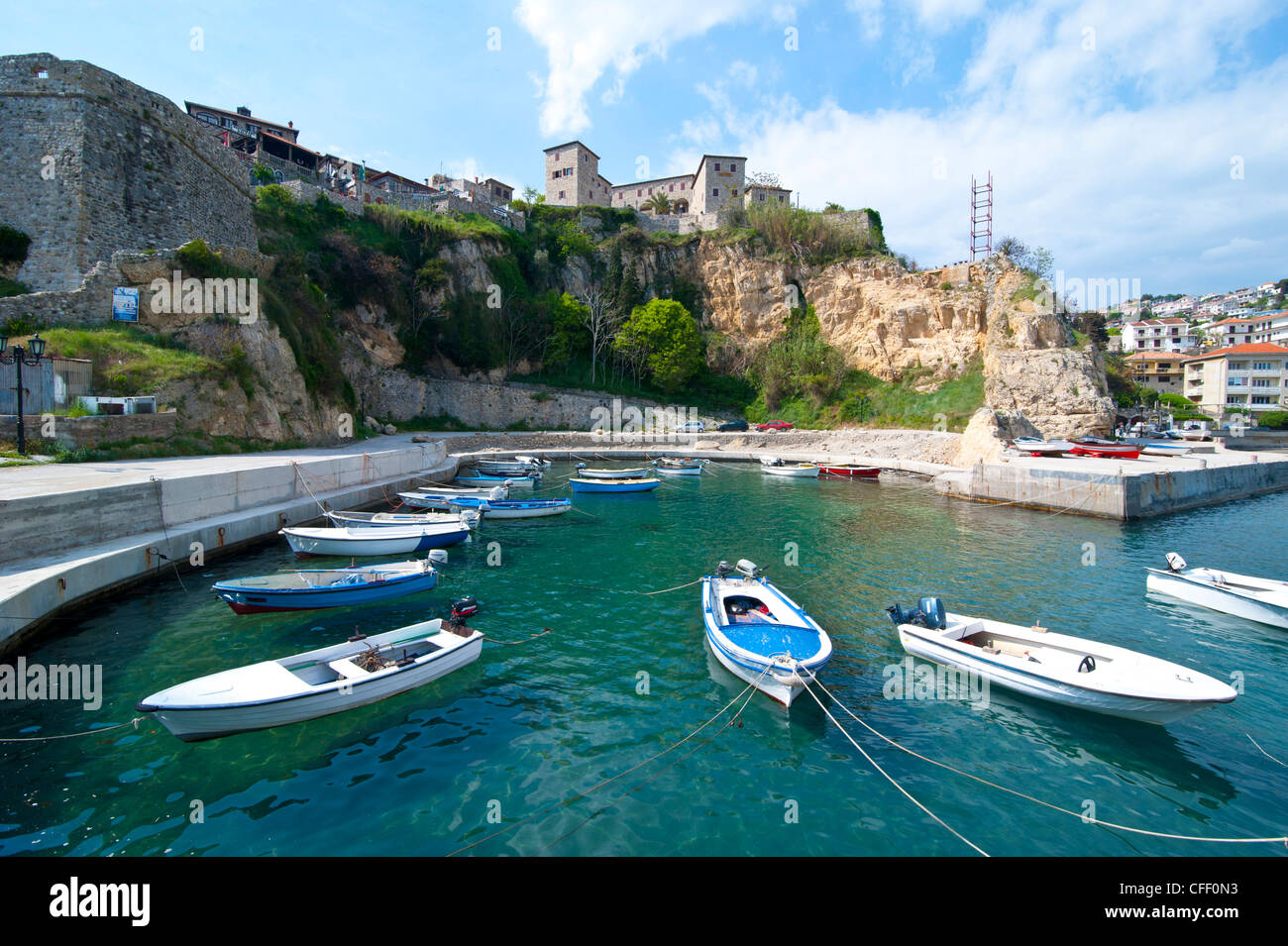 Old castle in the coastal town of Ulcinj, Montenegro, Europe Stock ...