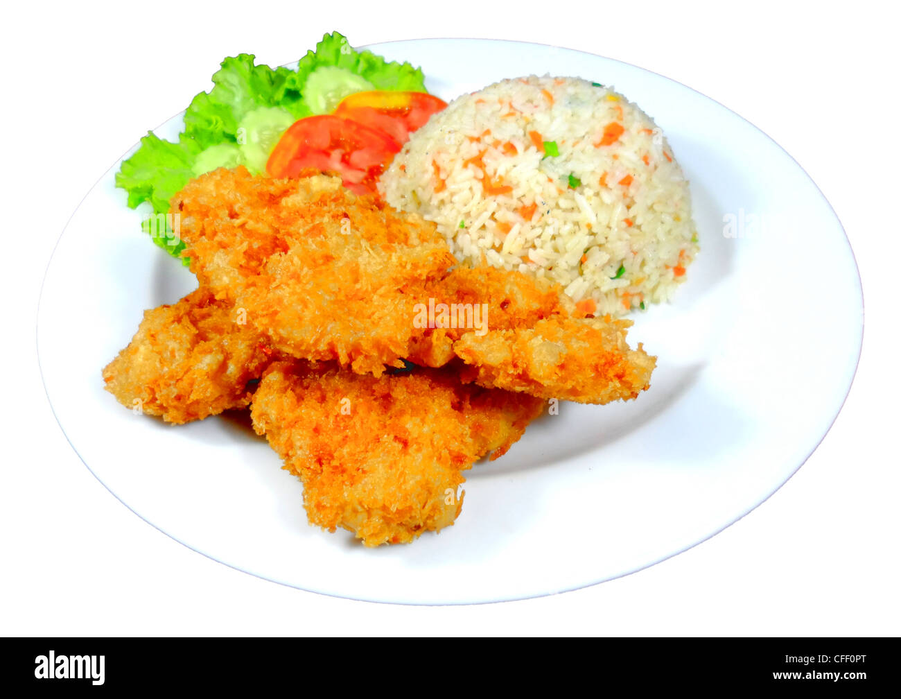 Stir-Fried Rice with Deep-fried chicken Stock Photo - Alamy
