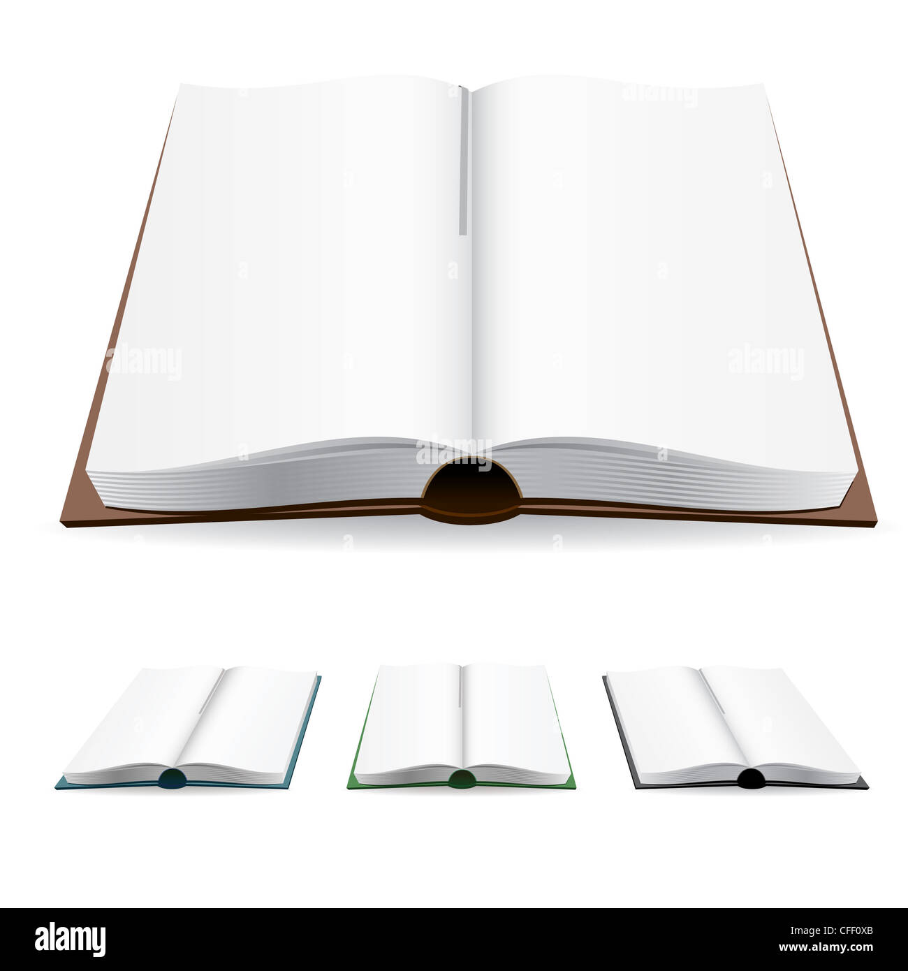 Open book with white pages. illustration on white Stock Photo - Alamy