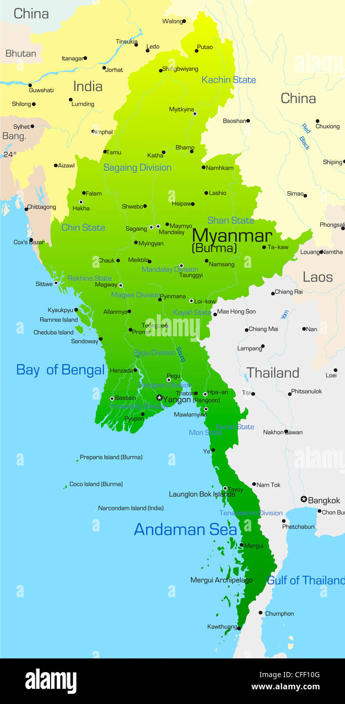 Vector map of Myanmar country Stock Photo - Alamy